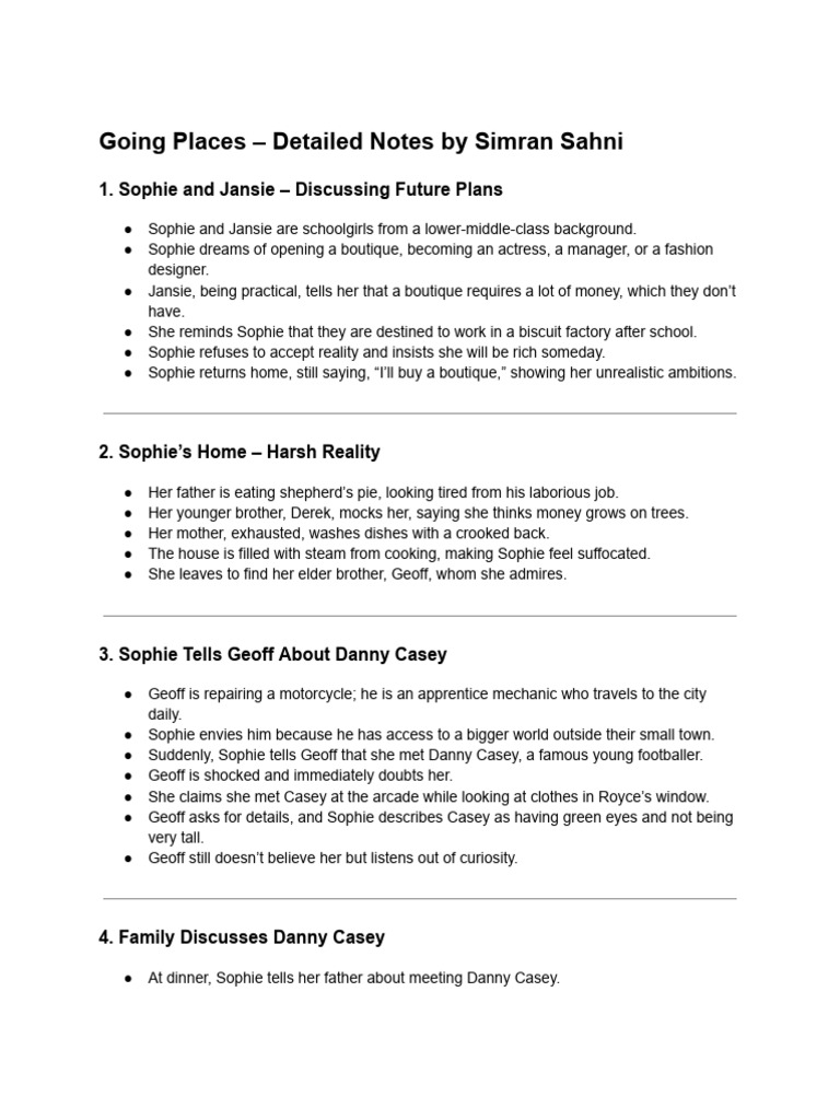 Going Places - Detailed Notes by Simran Sahni | PDF