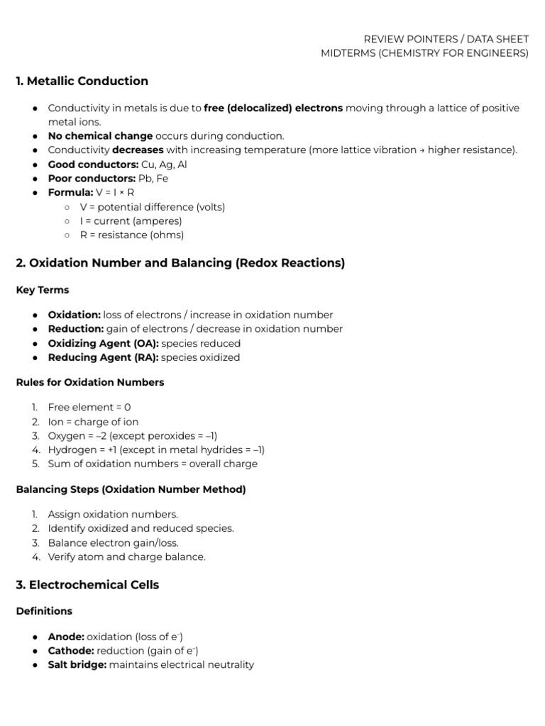 Review Pointers - Data Sheet | PDF