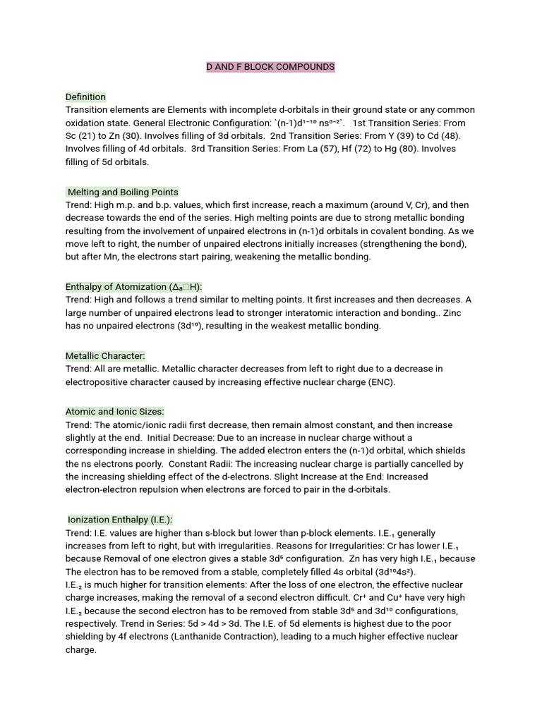 d and f Block Compounds Meme | PDF | Transition Metals | Electron ...