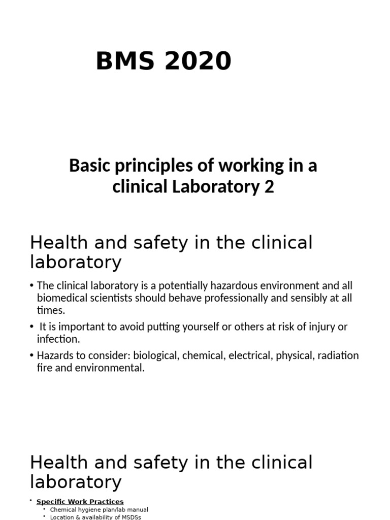 BMS 2020 Safety | PDF | Laboratories | Occupational Safety And Health