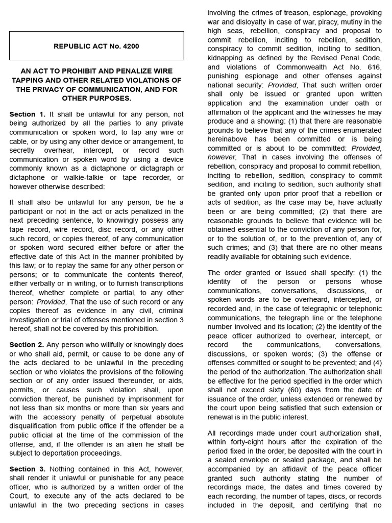 CBC- anti-wiretapping & data privacy act | PDF | Information | Privacy