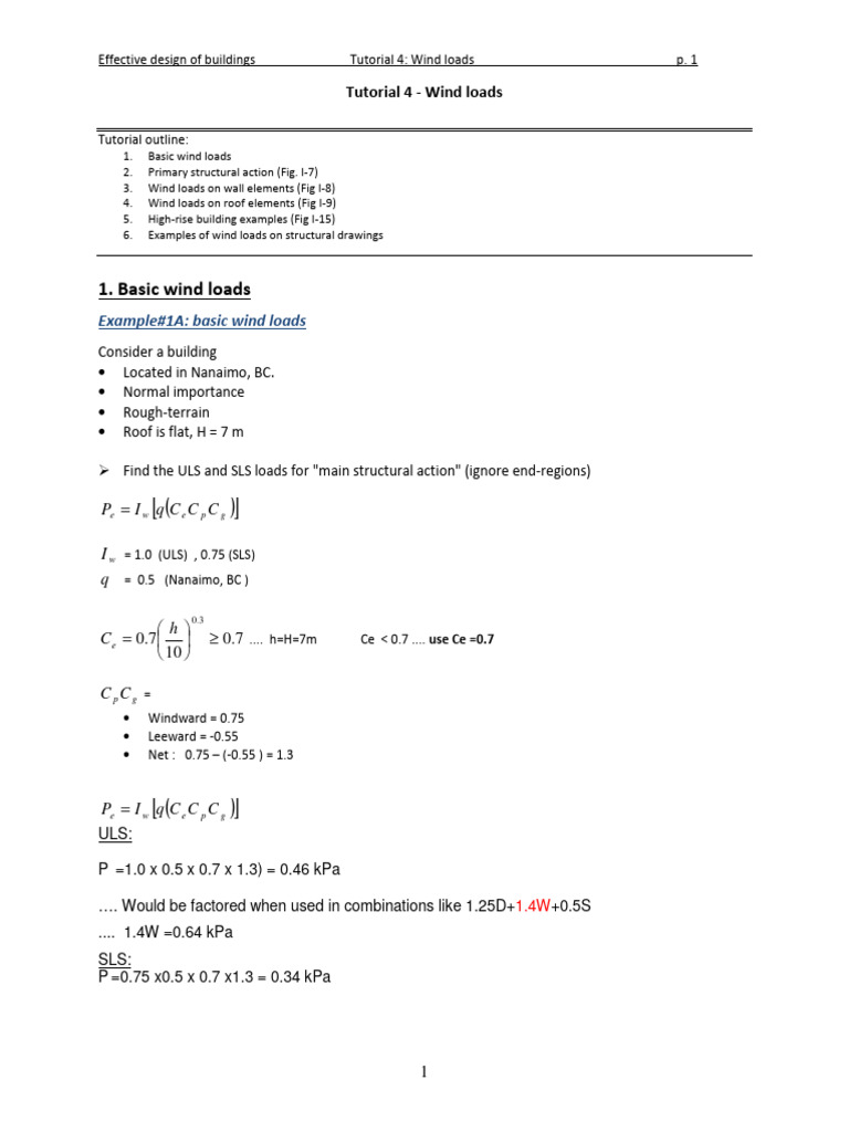 Tutorial 4 - Wind Loads | PDF | Beam (Structure) | Structural Engineering