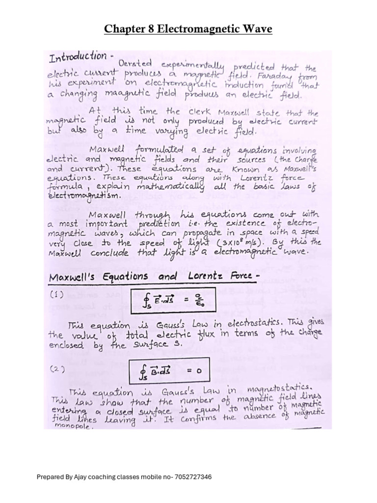 Chapter 8: Electromagnetic Waves Guide | PDF