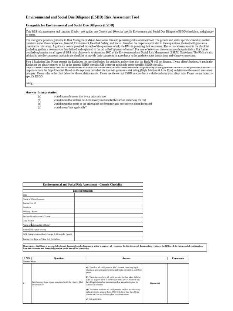 Annex2 Esrm-Esdd Risk Assessment Tool | PDF | Occupational Safety And Health | Risk
