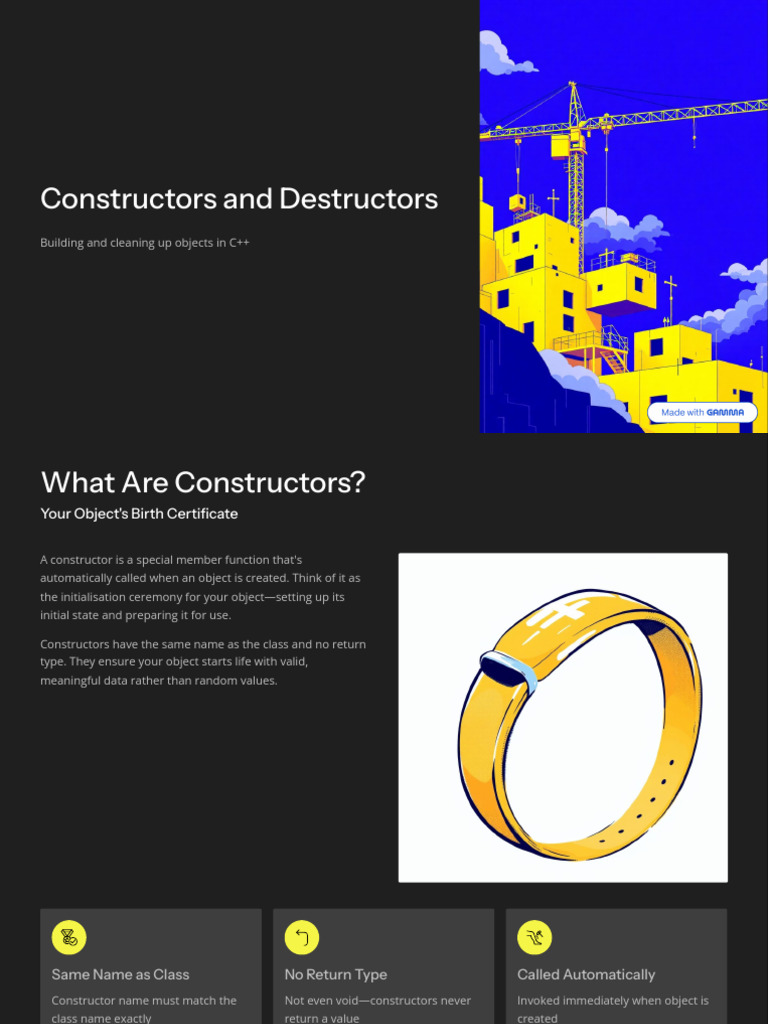 Constructors and Destructors | PDF | Constructor (Object Oriented Programming) | Programming