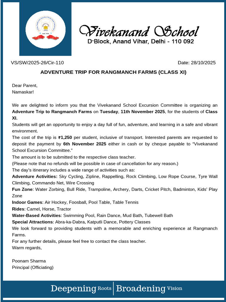 Adventure Trip For Rangmanch Farms (Xi) | PDF