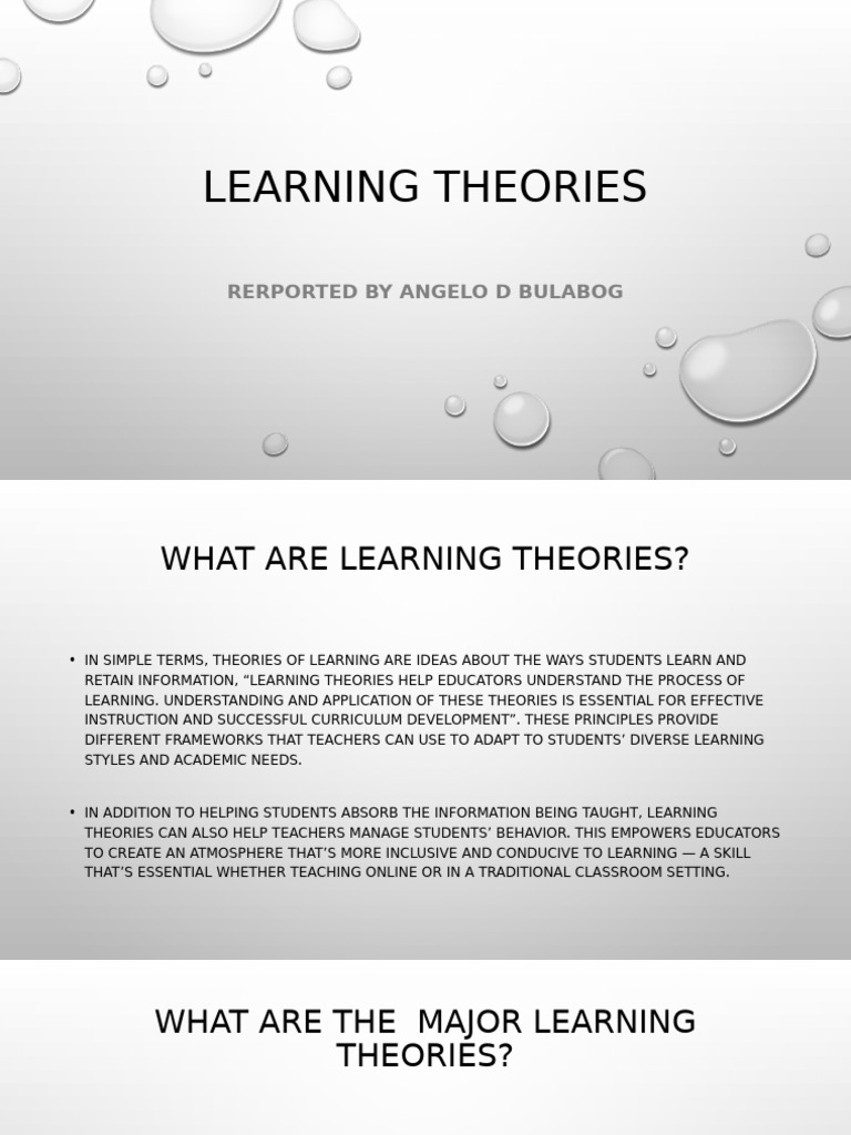 Overview of Learning Theories in Education | PDF | Classical ...