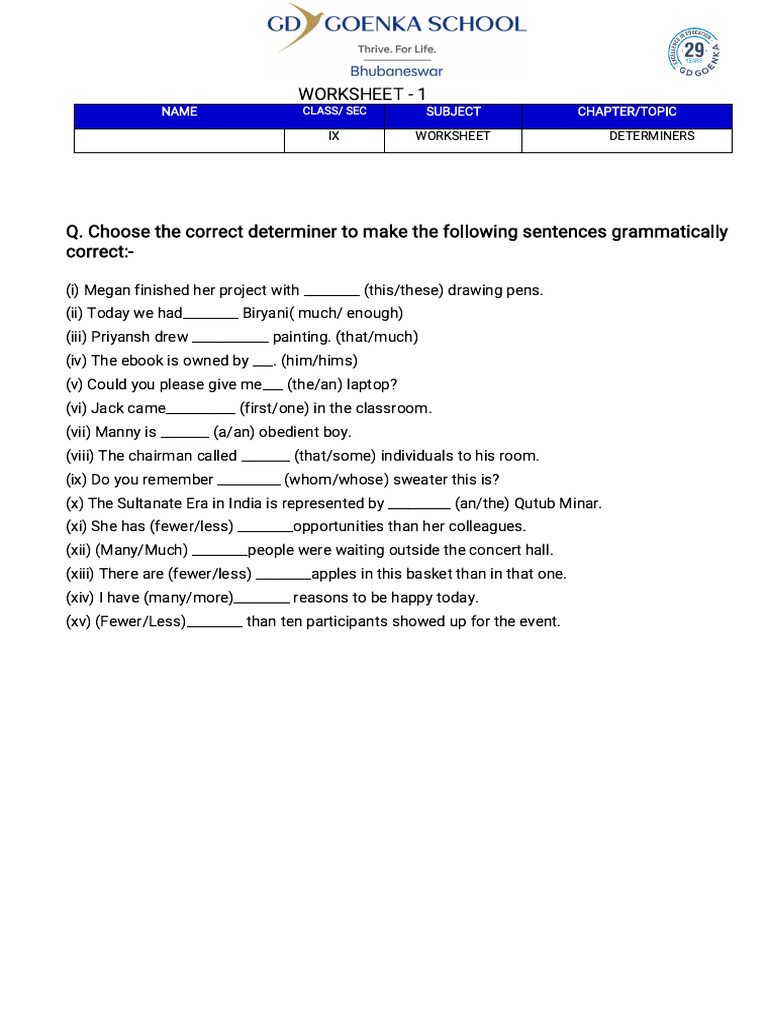 Grade Ix English Worksheet 1 | PDF