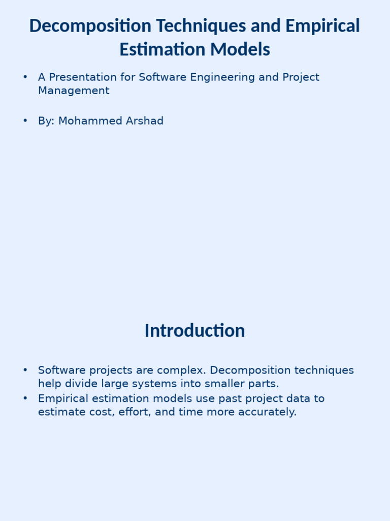 Decomposition Techniques and Empirical Models Professional | PDF
