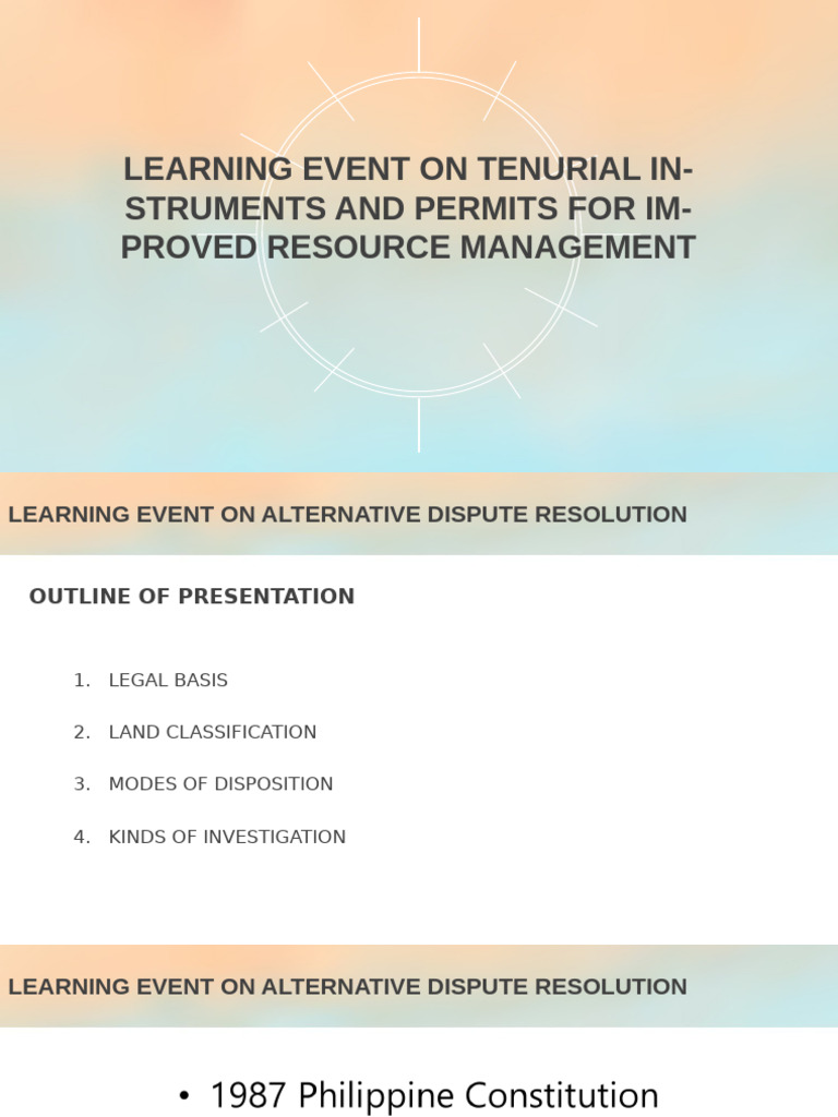 Tenurial Instruments & Resource Management | PDF | Patent | Real Estate ...