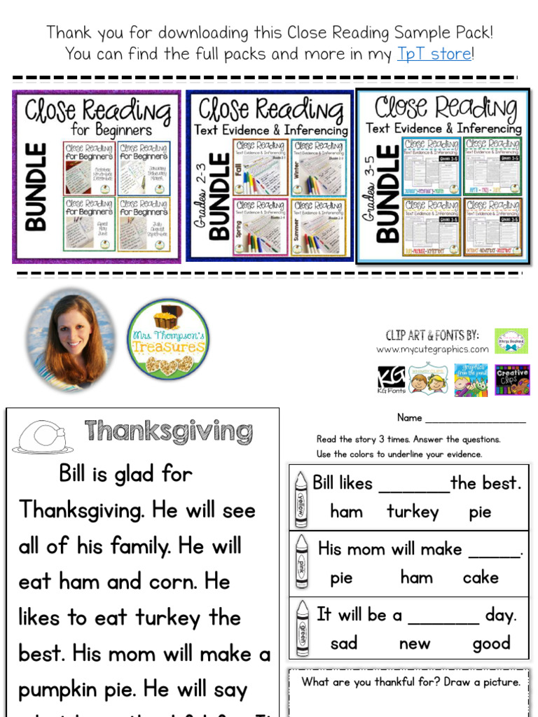 Thanksgiving Close Reading Activities | PDF | Cuisine | Foods