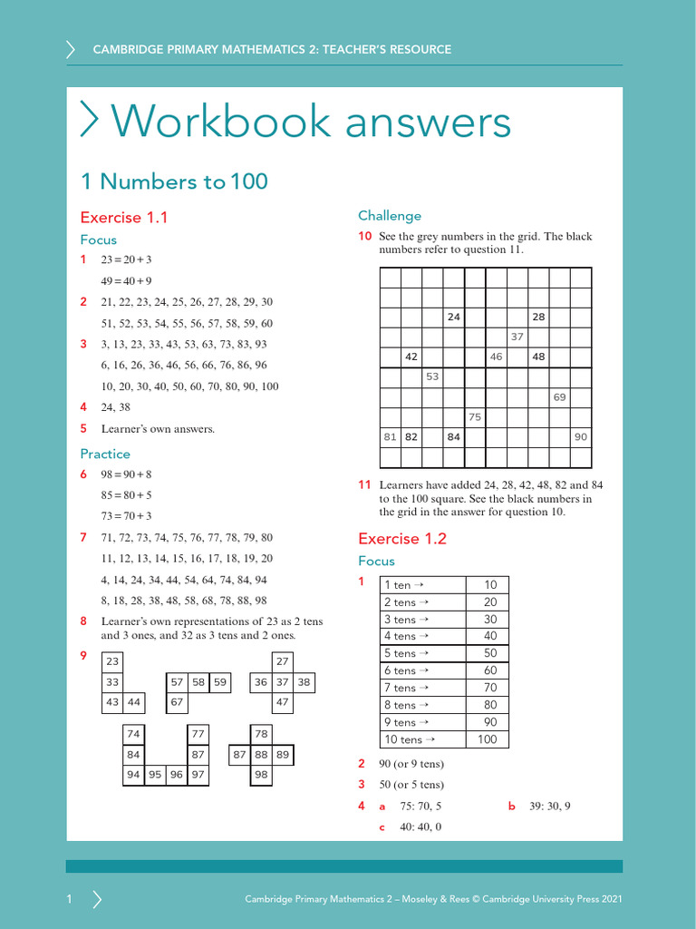 Cambridge Math Year 2 WB Ans | PDF | Shape | Sphere