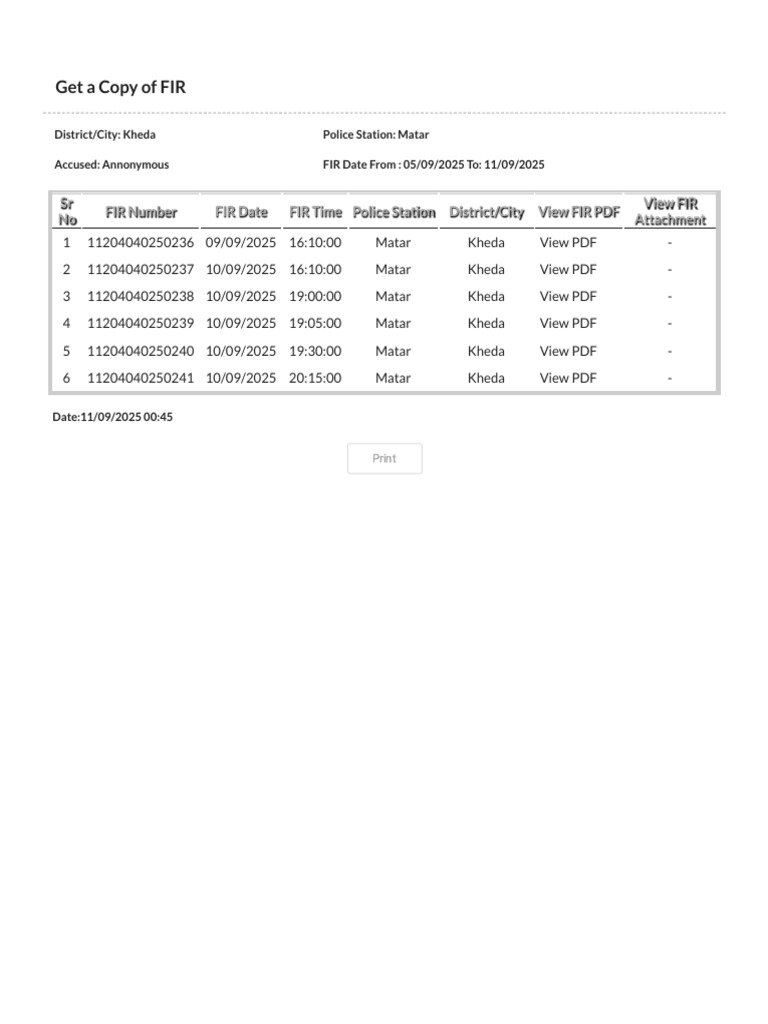 FIR Copies from Matar Police Station | PDF