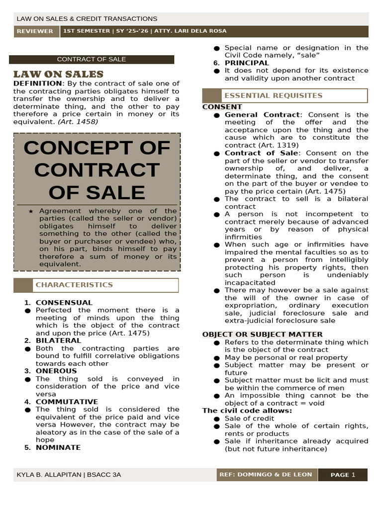 Final Rev On Sales | PDF | Option (Finance) | Consideration