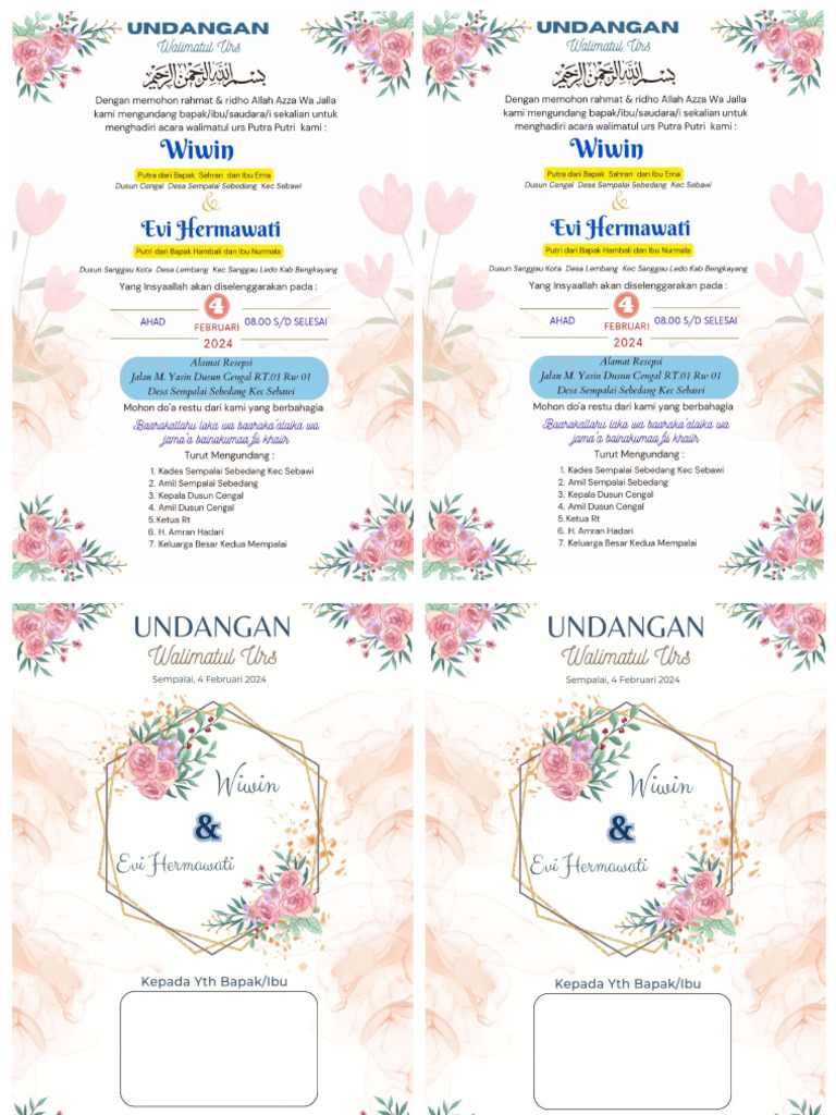 Undangan Wiwin | PDF