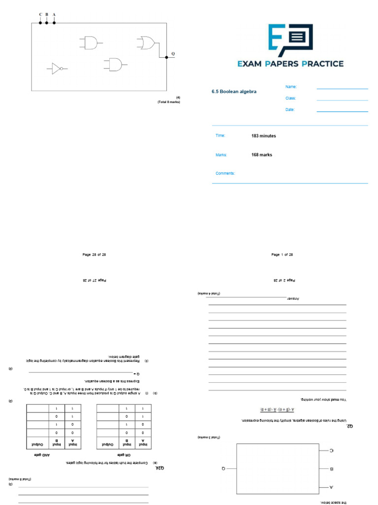 Boolean Algebra Logic Gate Exercises | PDF | Logic Gate | Boolean Algebra