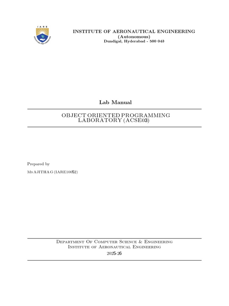 Acse03 Oop Lab Manual | PDF | Inheritance (Object Oriented Programming ...