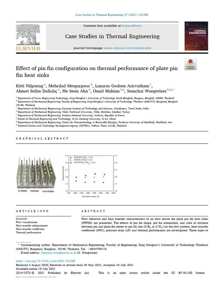 Pin Fin Heat Sink Thermal Performance | PDF | Heat Transfer | Chemical ...