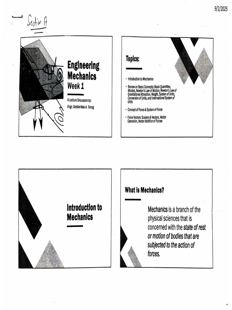 Week 1 Engineering Mechanics | PDF