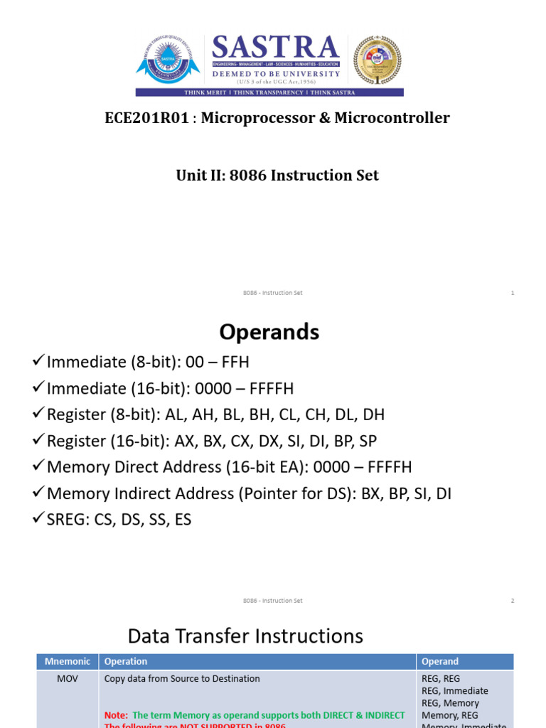 U1.7. Instruction Set 8086 | PDF | Computer Engineering | Computer ...
