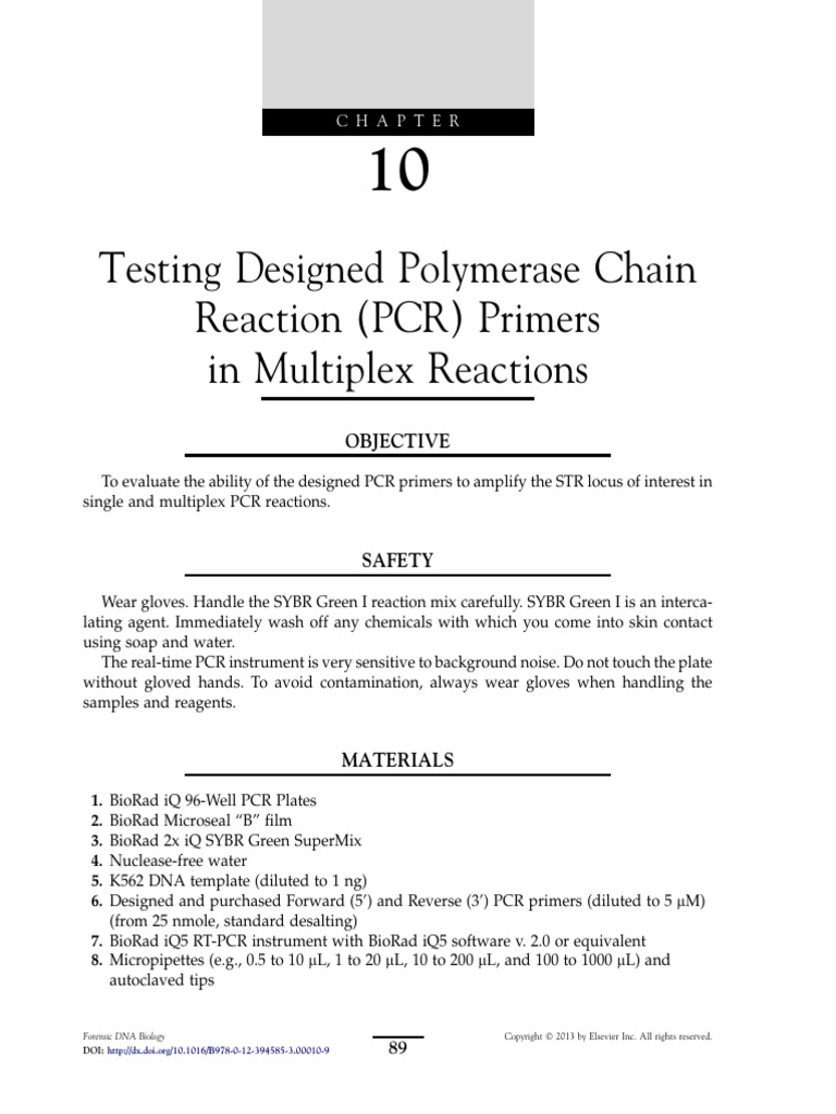 Chapter 10 Testing Designed Polymerase Chain Reaction P 2013 Forensic ...