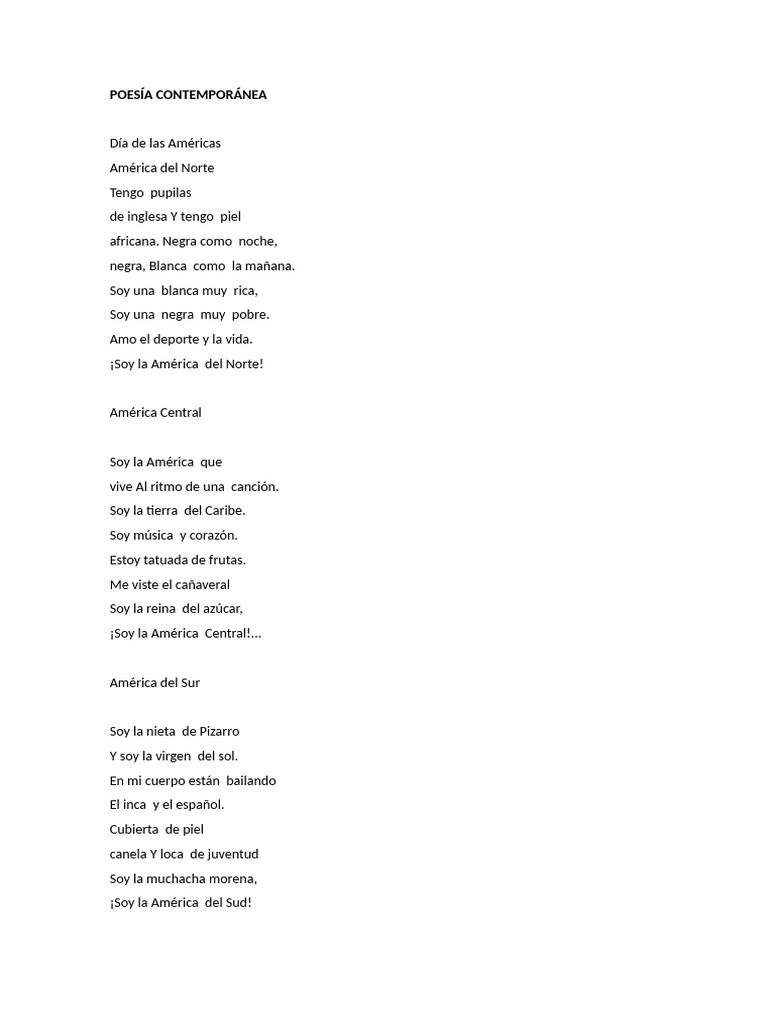 Poesía sobre la identidad americana | PDF