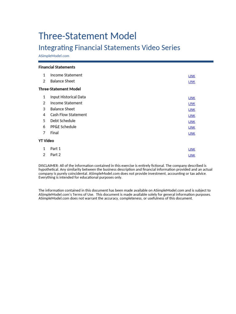 003+IFS Integrating+Financial+Statements Three+Statement+Model | PDF ...