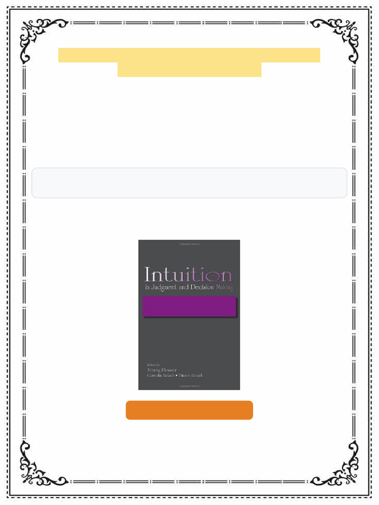 Intuition in Judgment and Decision Making 1st Edition Henning Plessner ...