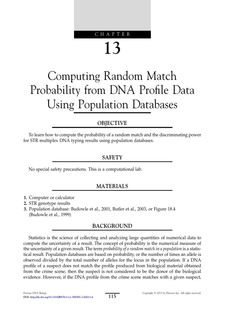Chapter 13 Computing Random Match Probability From DNA P 2013 Forensic ...