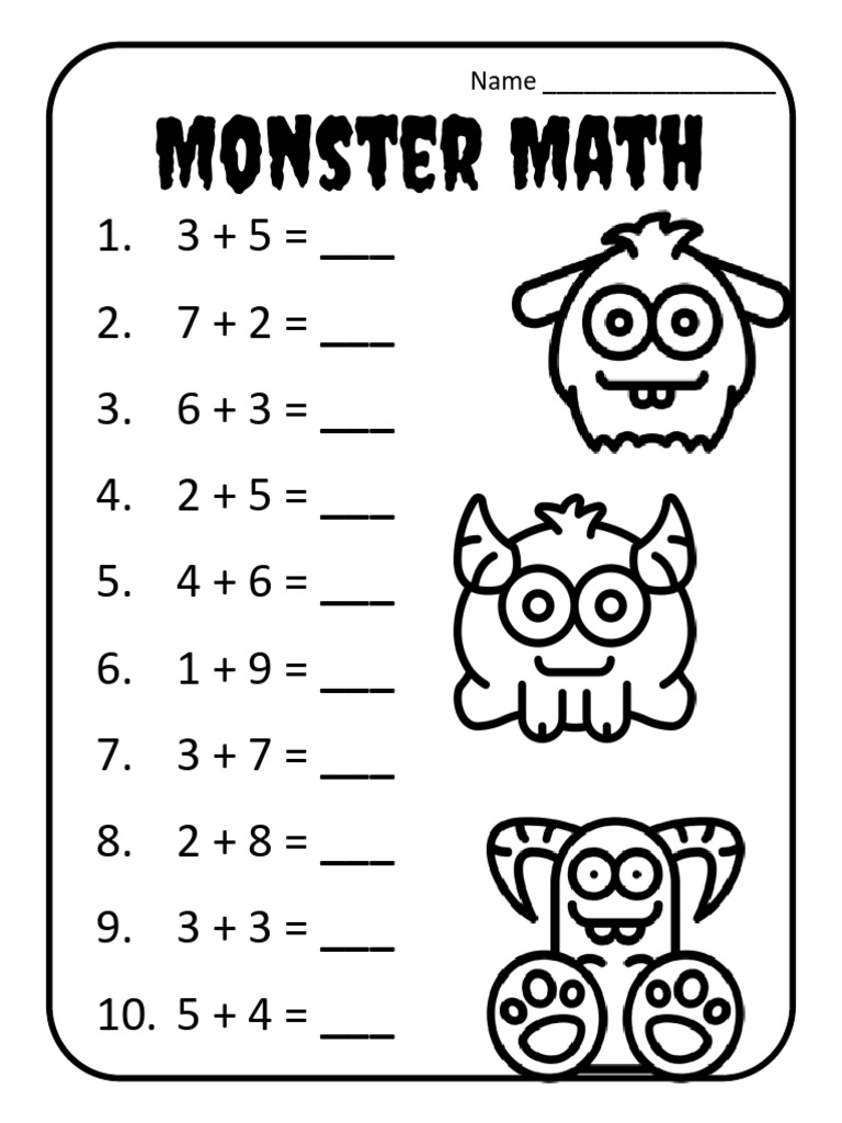 Monster Math: Name | PDF