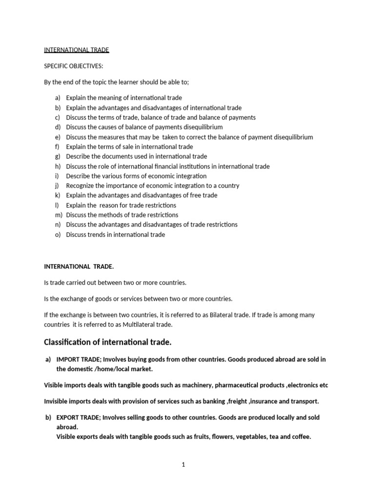 Understanding International Trade Concepts | PDF | Balance Of Payments ...