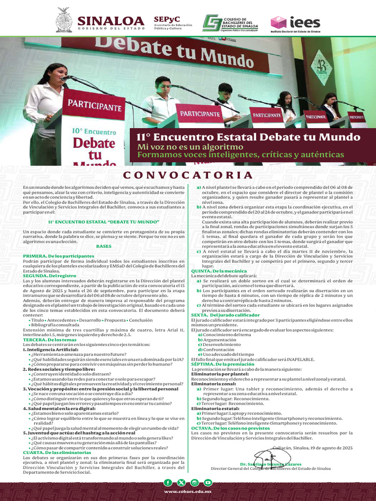 Convocatoria 11° Debate tu Mundo Sinaloa | PDF | Inteligencia ...
