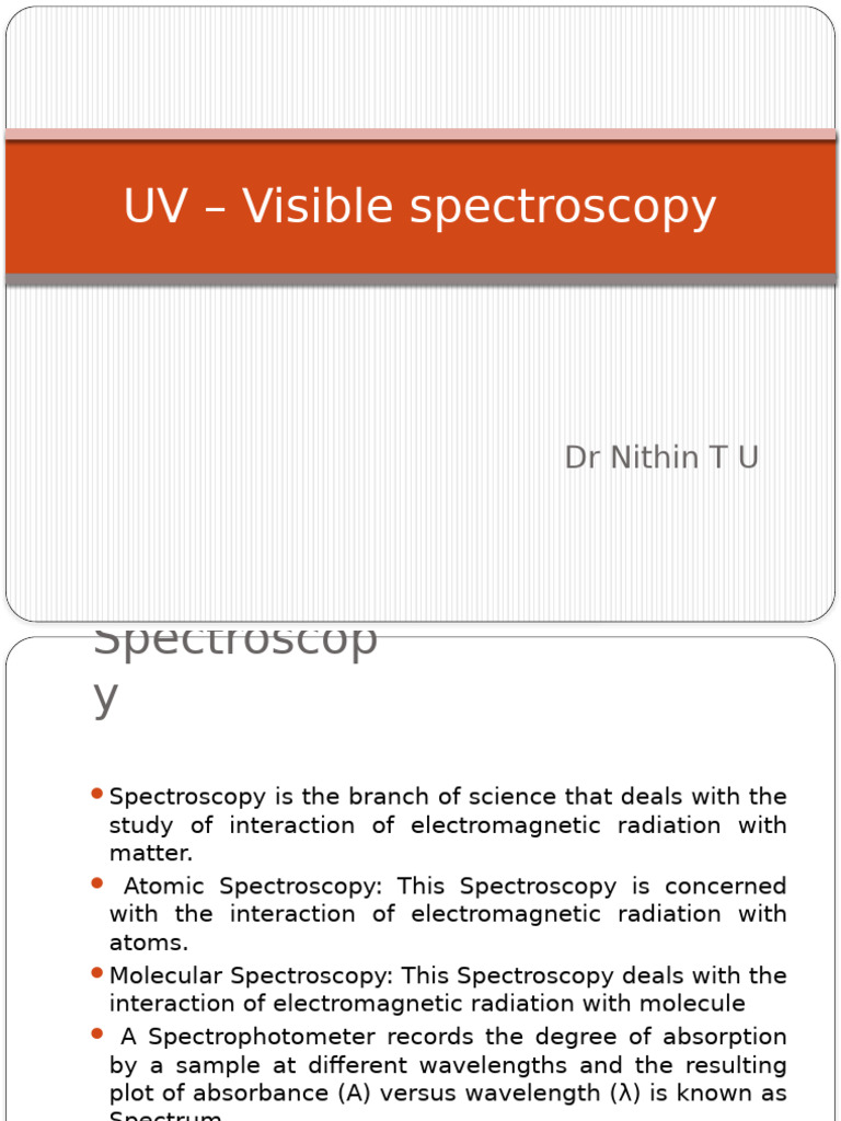 UV - Visible Spect | PDF | Ultraviolet–Visible Spectroscopy | Molecular ...
