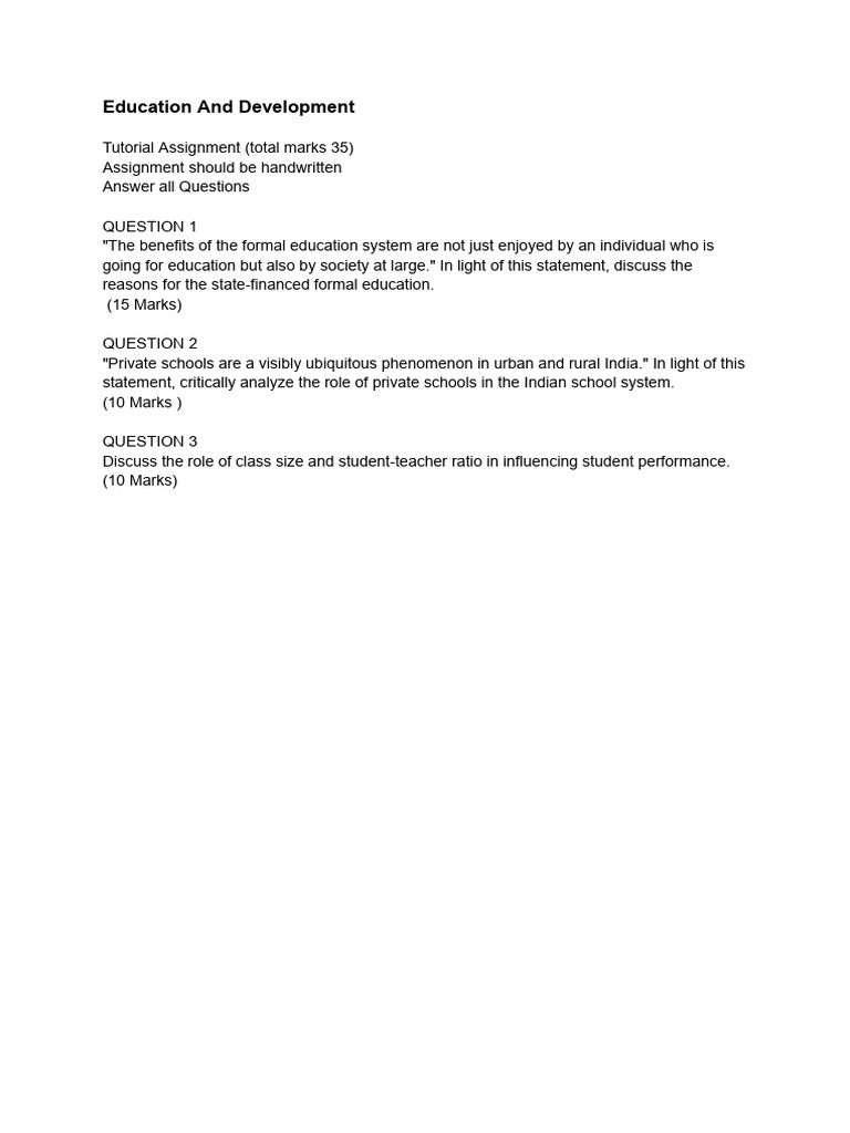 E&D Tutorial Assignment | PDF