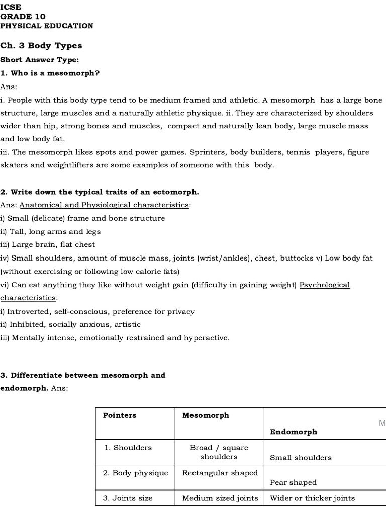 Ch. 3 - Body Types - Physical Education | PDF | Body Shape