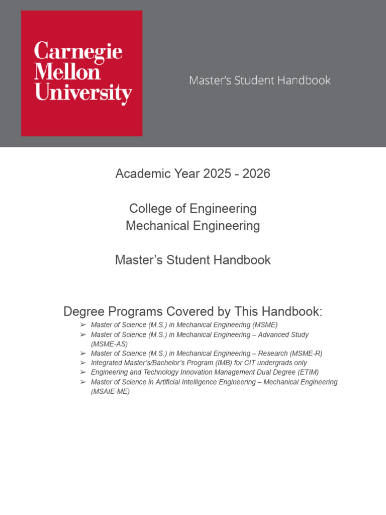 Mechanical Engineering Handbook MS 2025-26 | PDF | Academic Degree ...