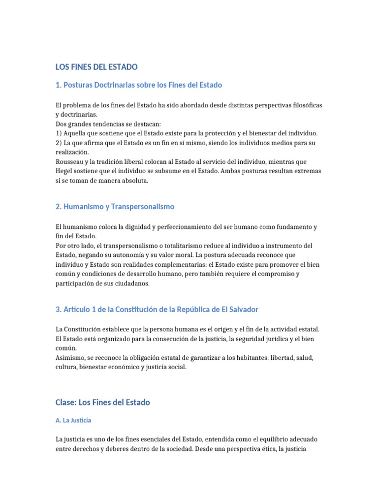 Fines del Estado: Justicia y Bien Común | PDF | Estado (política ...