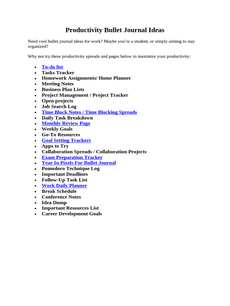 Productivity Bullet Journal Ideas | PDF | Physical Fitness | Saving