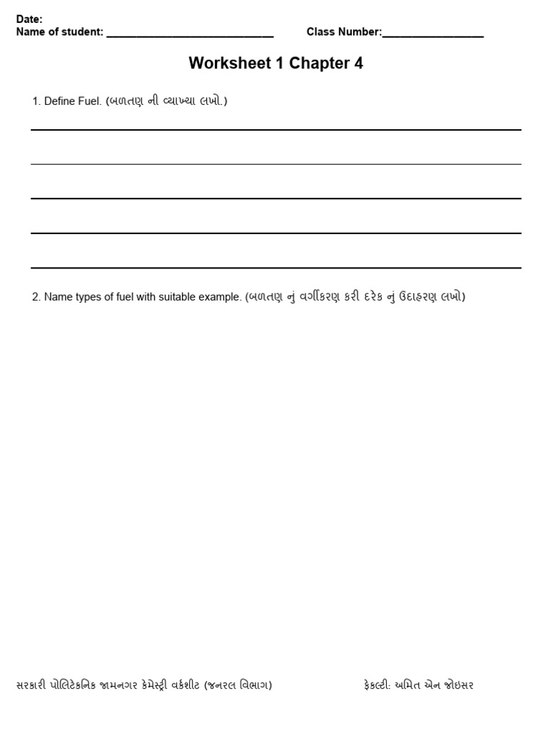 Worksheet Chapter 4 | PDF