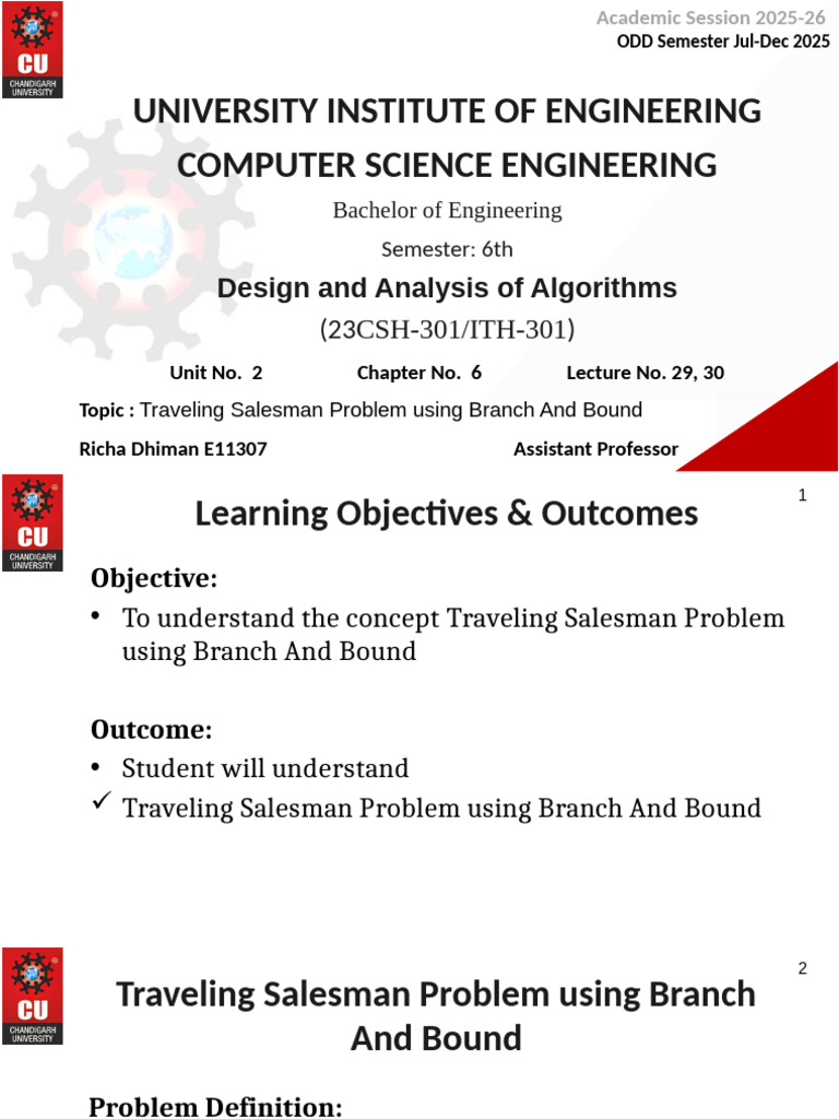 6.4 TSP Using Branch and Bound | PDF | Matrix (Mathematics) | Theoretical Computer Science