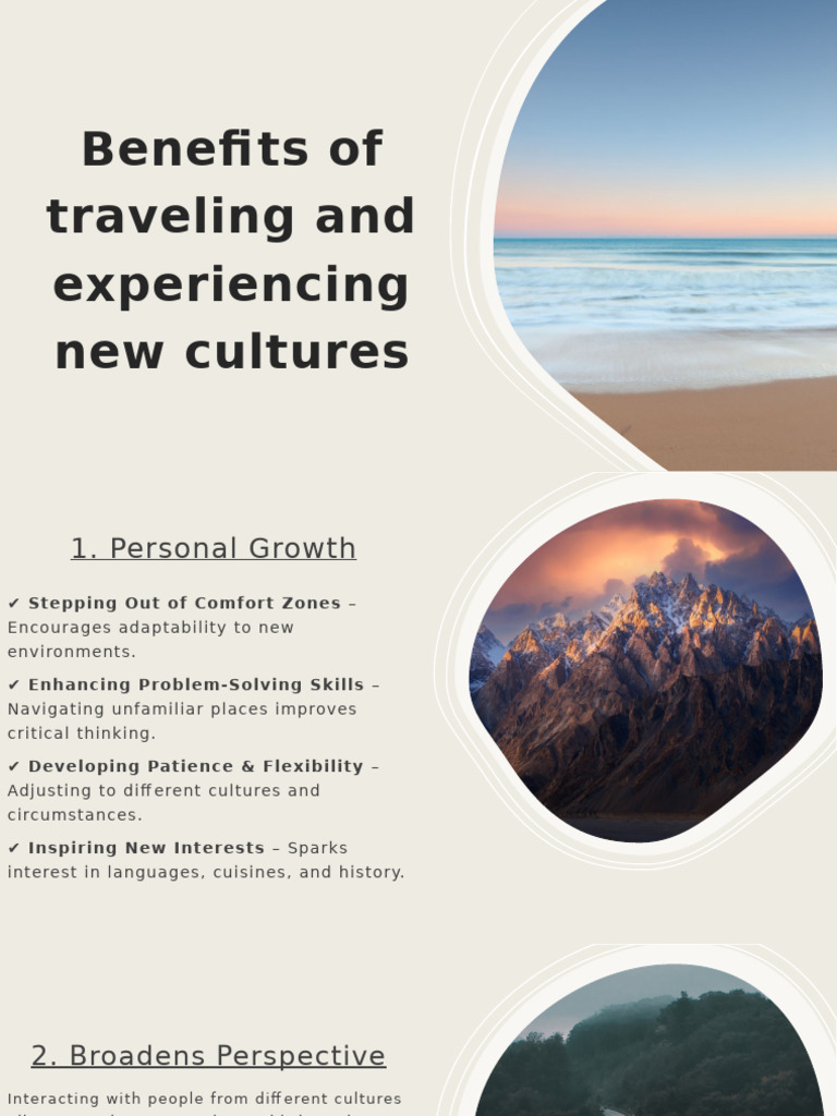 Benefits of Traveling and Culture Exploration | PDF | Creativity ...