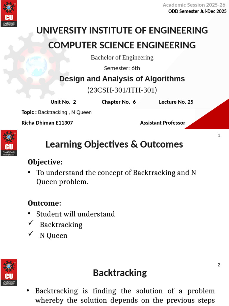 PPT 6.1 Backtracking, N Queen | PDF | Algorithms | Theoretical Computer Science