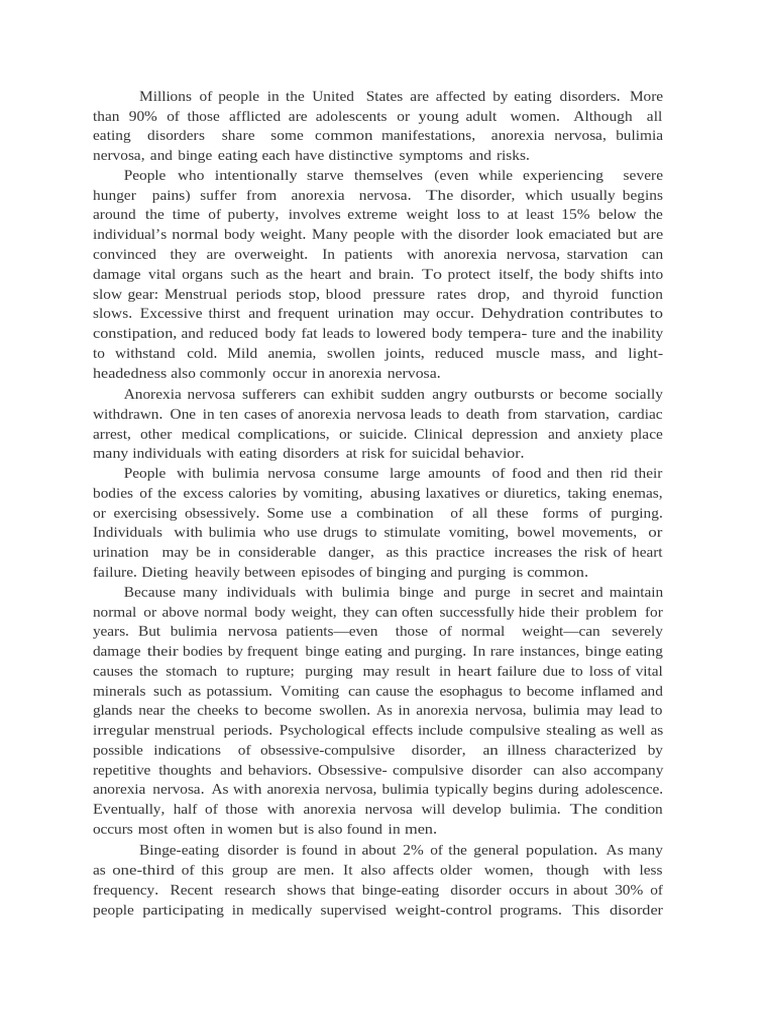 eating disorders | PDF | Bulimia Nervosa | Anorexia Nervosa