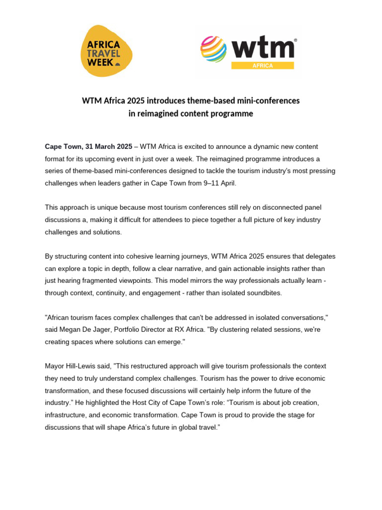 Press Release - WTM Africa 2025 Introduces Theme-Based Mini-Conferences ...