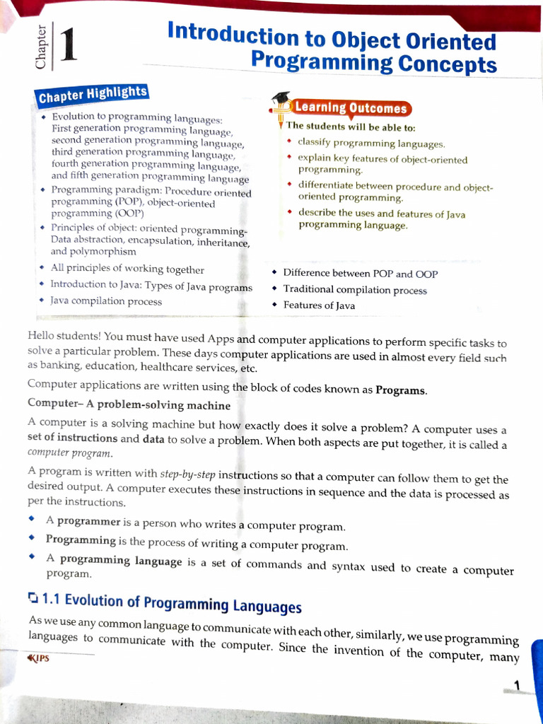 Class 9, 1. Introduction To Object Oriented Programming Concepts | PDF