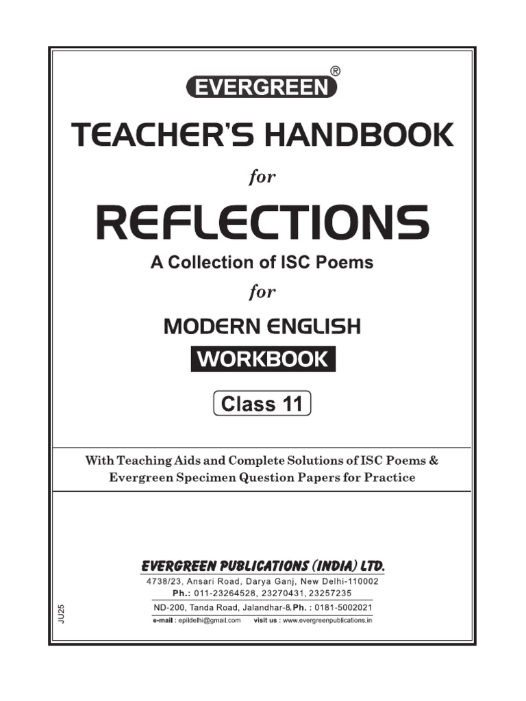 Reflections A Collection of Isc Poems For Modern English Workbook 11 11 ...