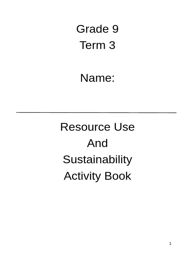 Grade 9 T3 - Activity Book Resource and Sustainability Activity Book ...