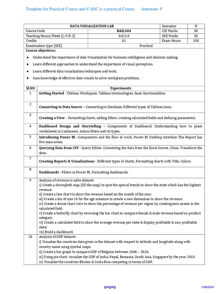 DV Lab syllabus | PDF | Pie Chart | Information Science