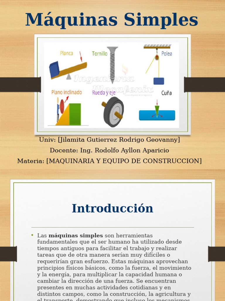 Introducción a Máquinas Simples | PDF | Máquinas | Ingeniería mecánica