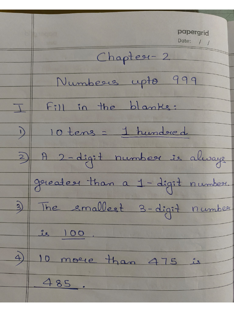 Class 2 Numbers Up To 999 | PDF